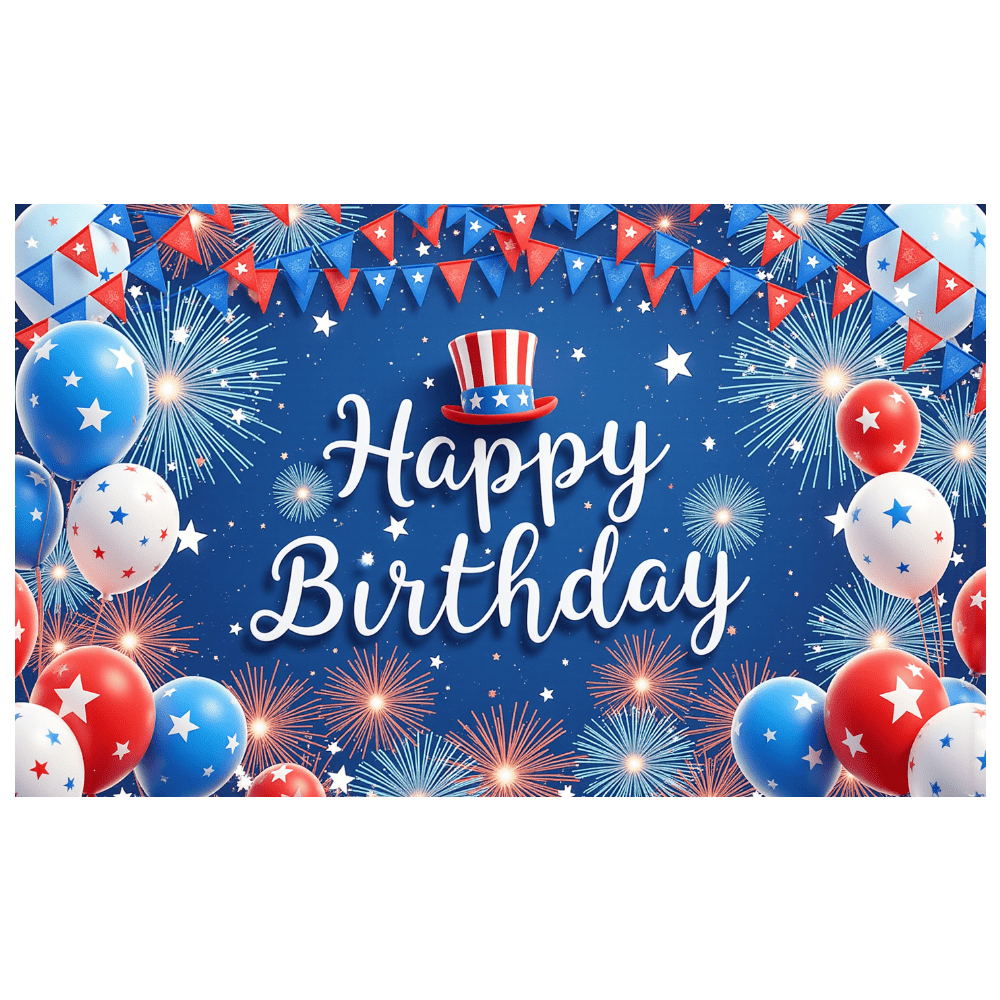 Colorful Design Happy Birthday Banner Stars Pattern Balloon Decoration ...
