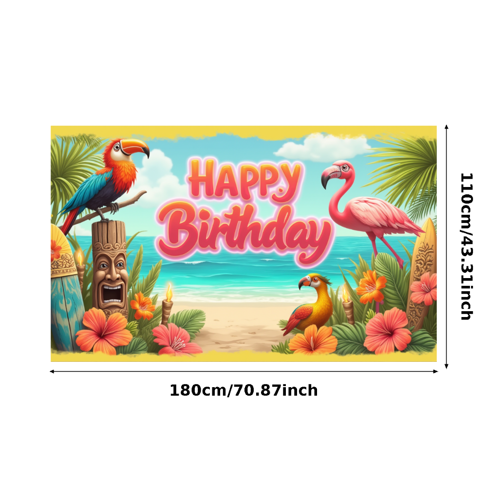 Colorful Design Happy Birthday Tropical Beach Banner Decorative ...
