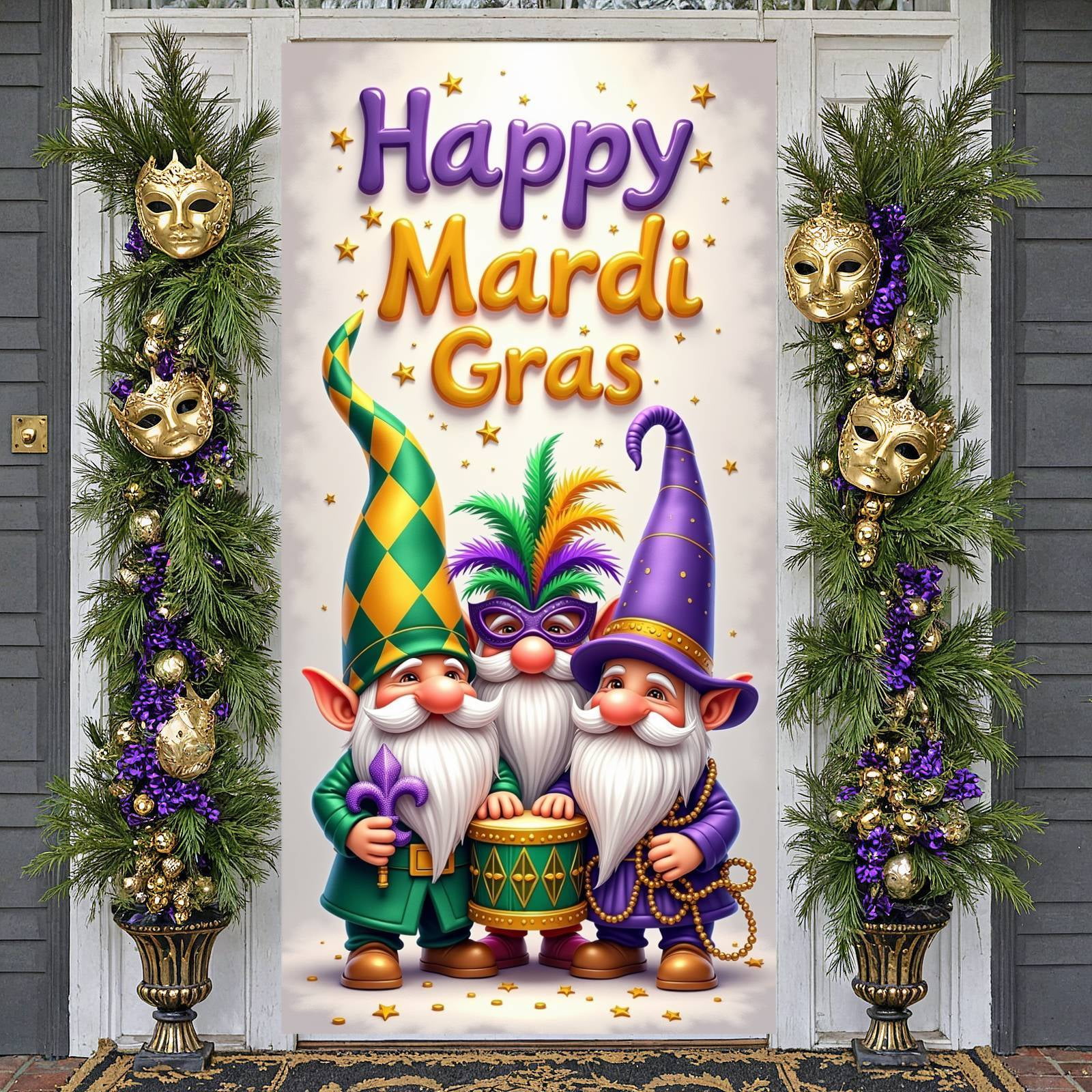 Colorful Design Happy Mardi Gras Banner Jester Hat Pattern Mardi Gras ...