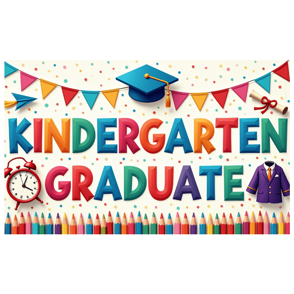 Colorful Design Kindergarten Graduation Cap Banner Preschool Graduation ...