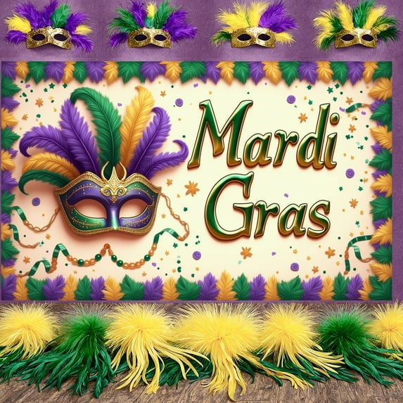 Colorful Design Mardi Gras Banner Masquerade Theme Carnival Display ...