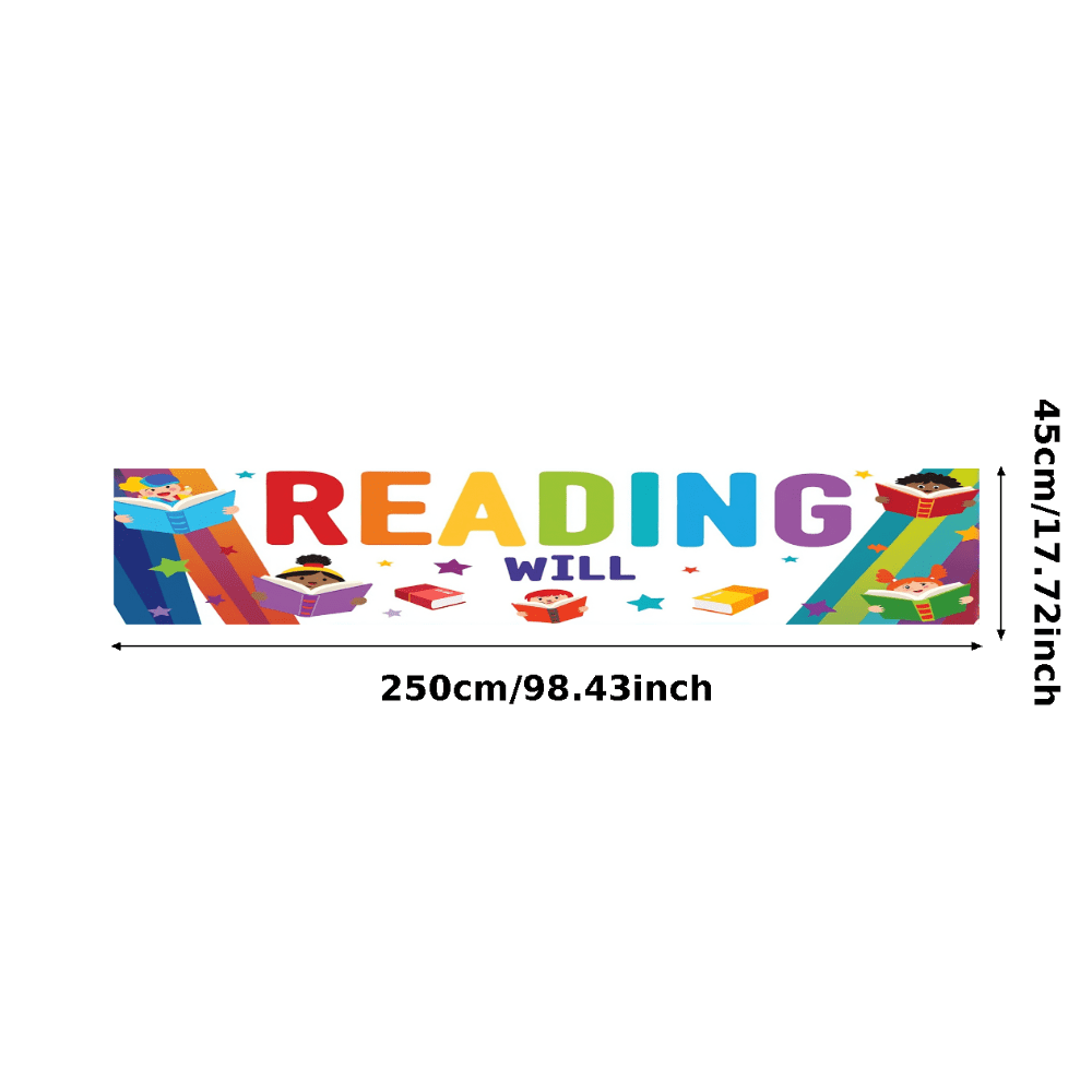 Colorful Design Reading Banner Educational Rainbow Inspirational for ...