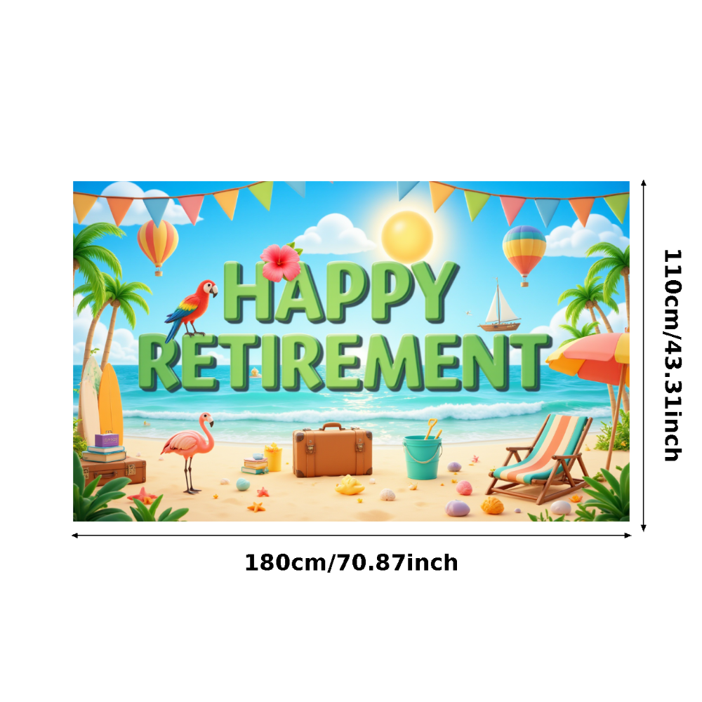 Colorful Design Retirement Banner Beach Elements Tropical Theme ...