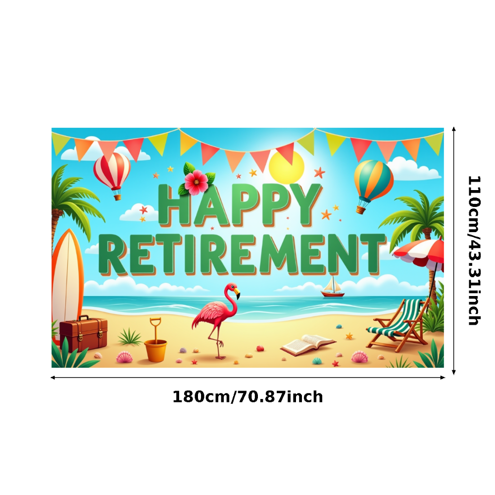 Colorful Design Retirement Banner Beach Elements Tropical Theme ...