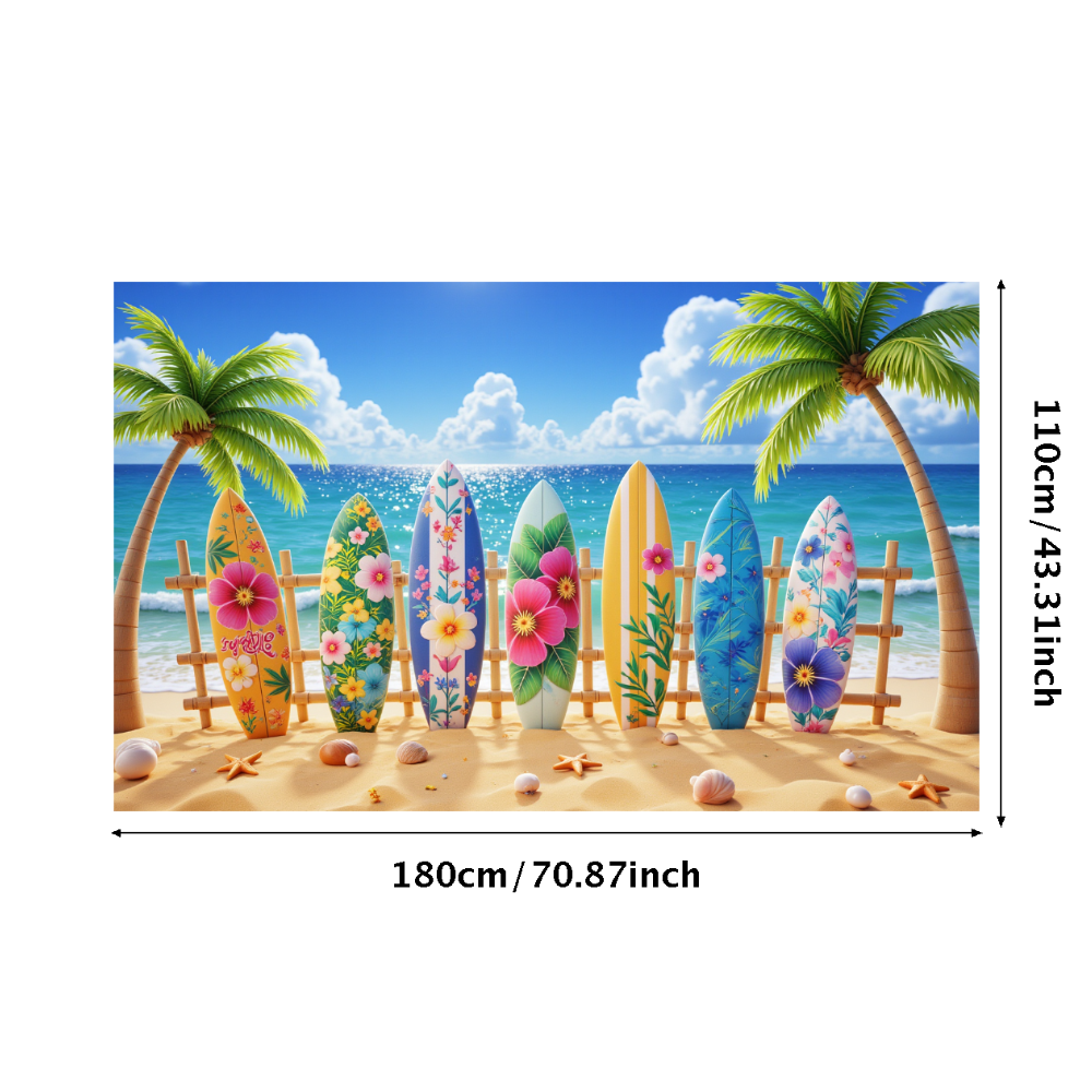 Colorful Design Surfboard Banner Floral Pattern Tropical Beach for ...