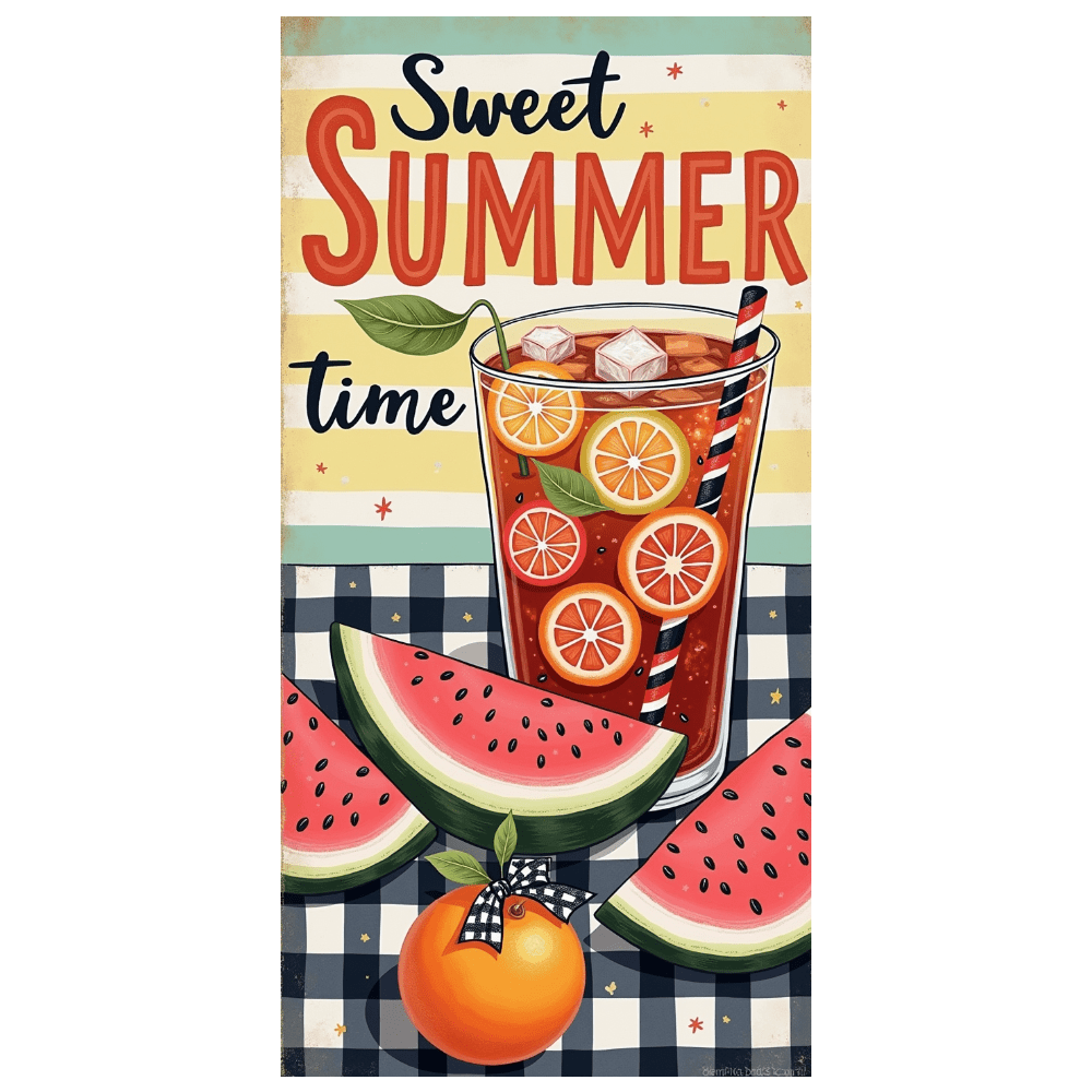 Colorful Design Sweet Summer Fruit Banner Refreshing Beverage for ...