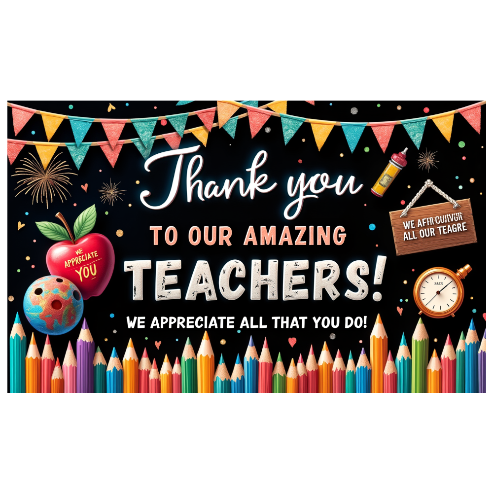 Colorful Design Teacher Appreciation Banner Educational Celebration ...