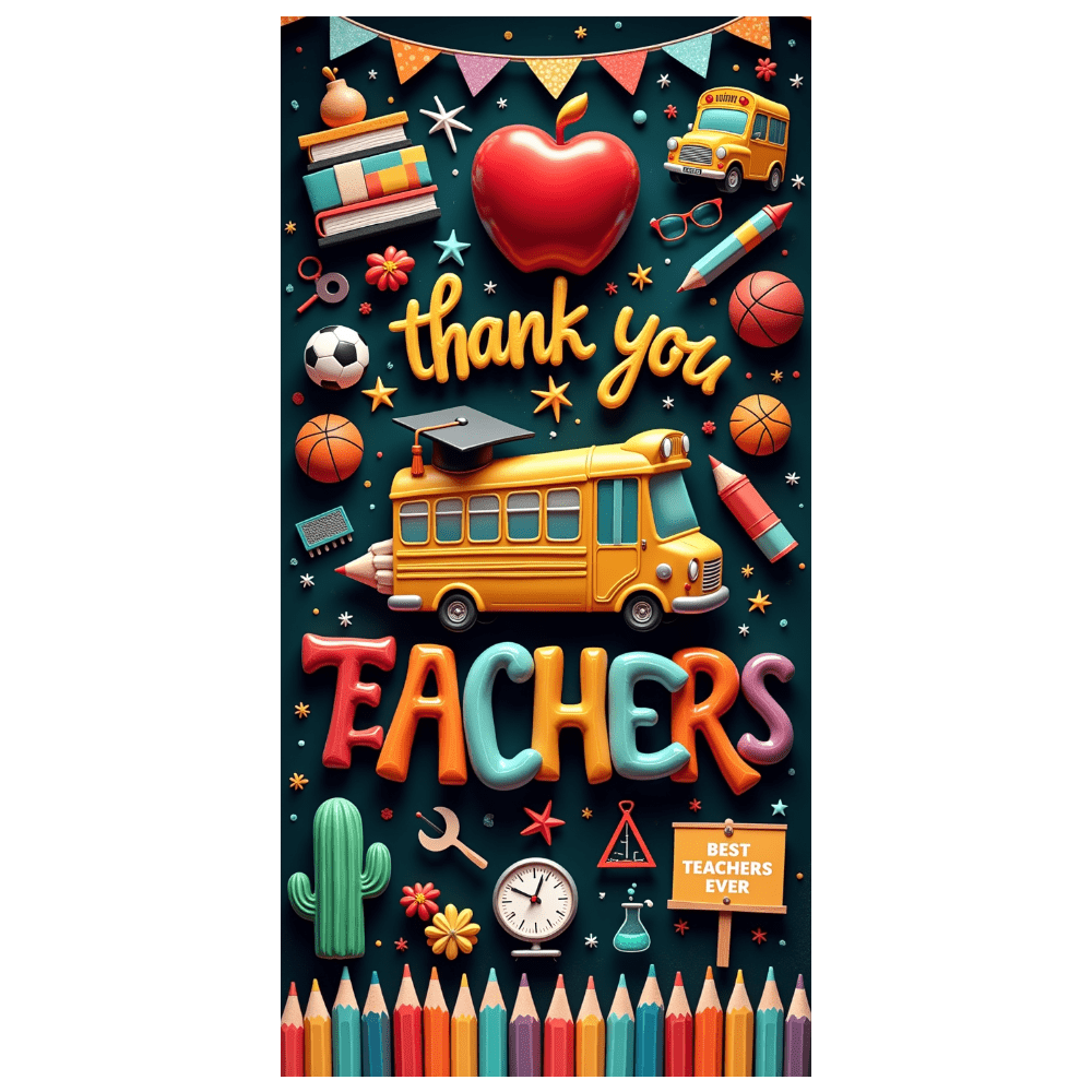Colorful Design Teacher Appreciation Thank You Banner Decorative ...
