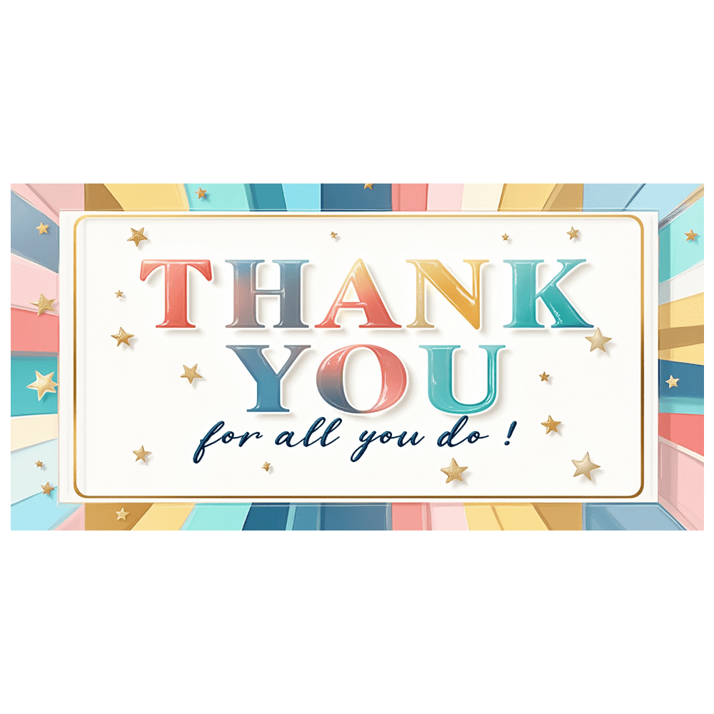 Colorful Design Thank You Banner Decorative Stars Thank You Banner ...