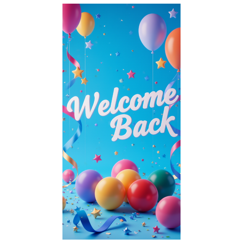 Colorful Design Welcome Back Banner Balloon Decoration Star Confetti ...