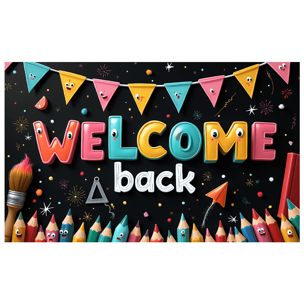 Colorful Design Welcome Back Banner for School Celebration Art Event ...