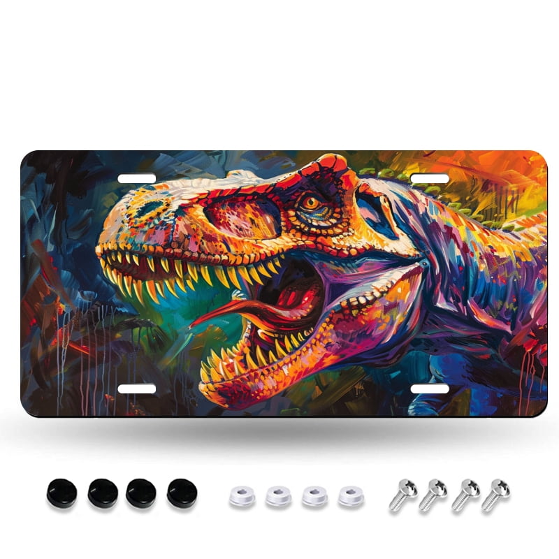 Colorful and Detailed Painting of Angry Tyrannosaurus Rex Dinosaur ...