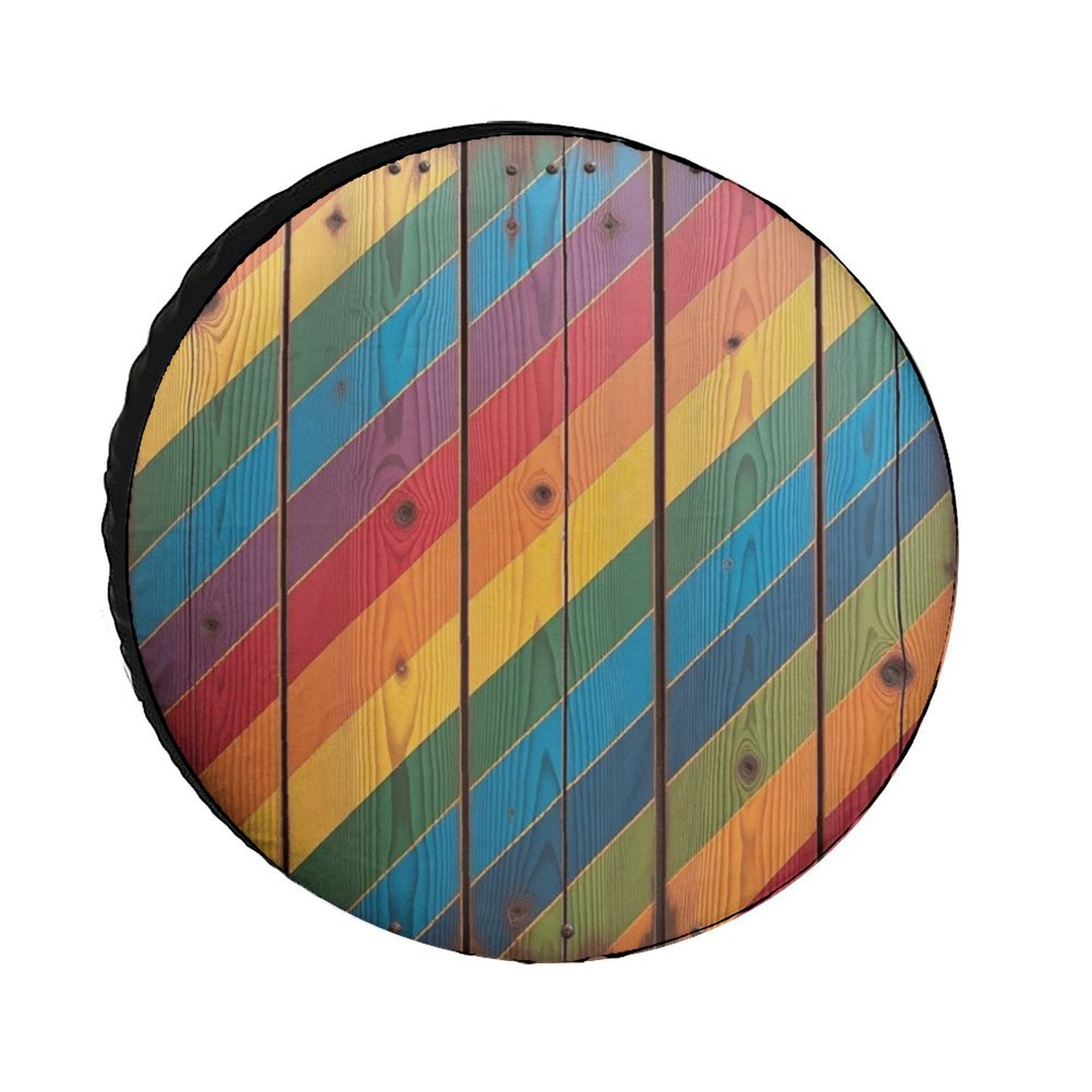 Colorful Diagonal Striped Wood Panel Spare Tire Cover 14-16inch ...