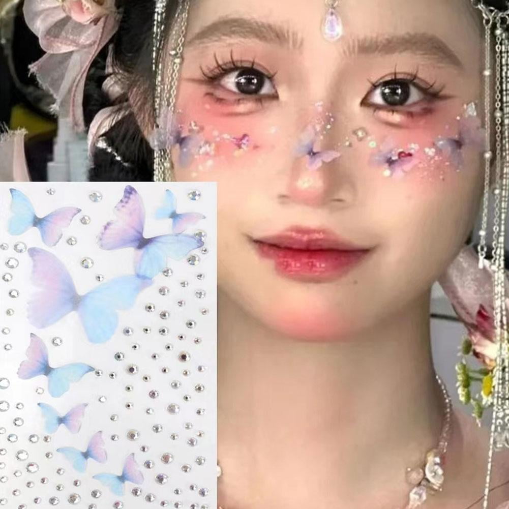 Colorful Diamond Blue Butterfly Studio Style Stage Makeup Facial ...
