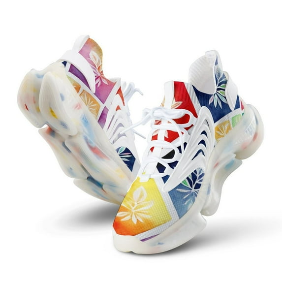 Colorful Diamond Floral Pattern Walking Shoes for Men Woman Lightweight ...