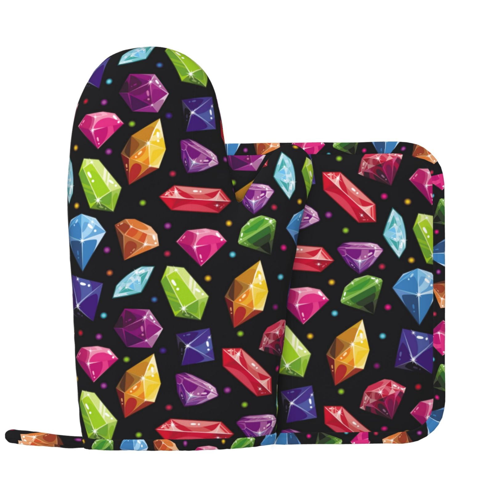 Colorful Diamond Oven Mitts and Pot Holders Sets with 1 Non-Slip Left ...