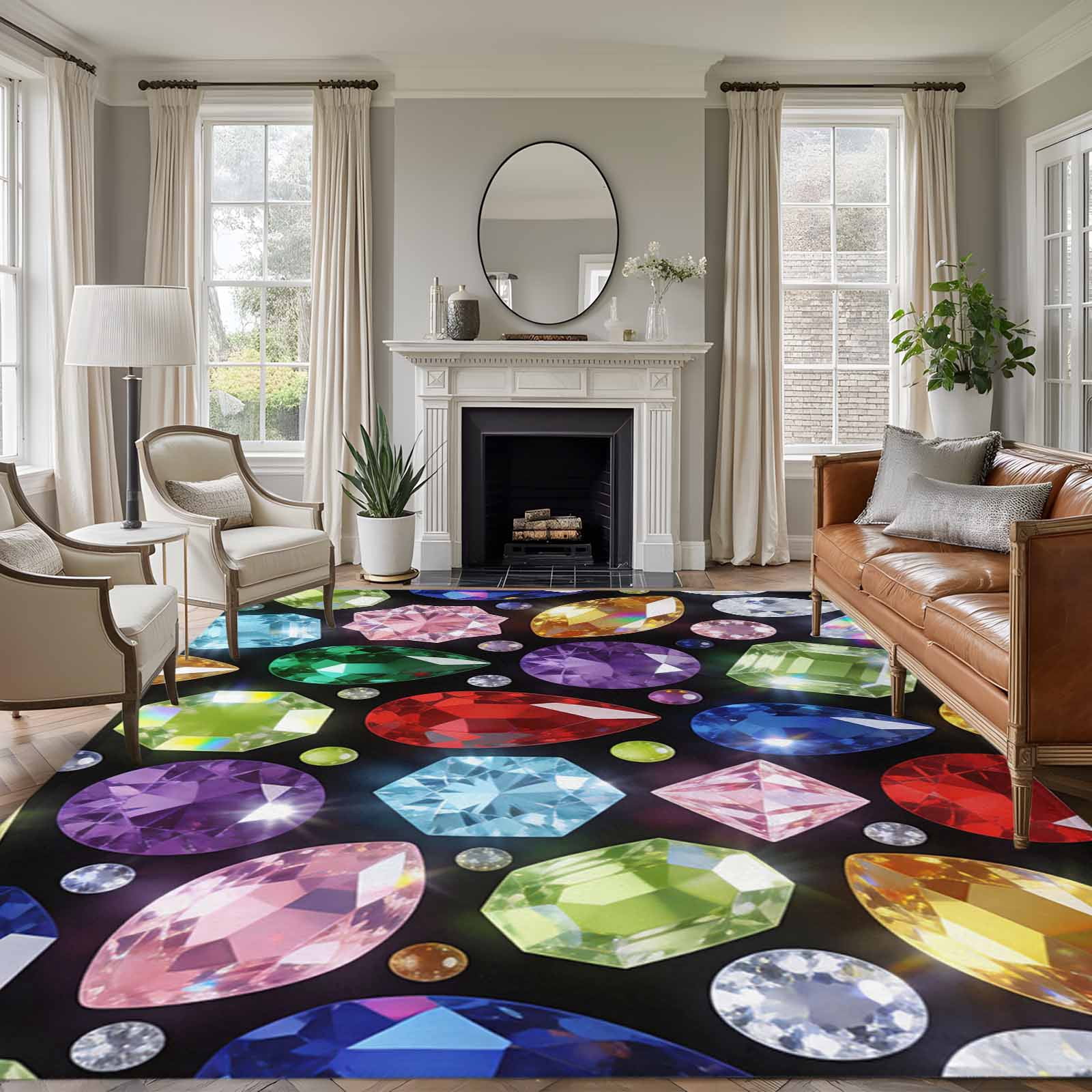 Colorful Diamonds 5x7 Area Rugs for Living Room, Sparkling Colored ...