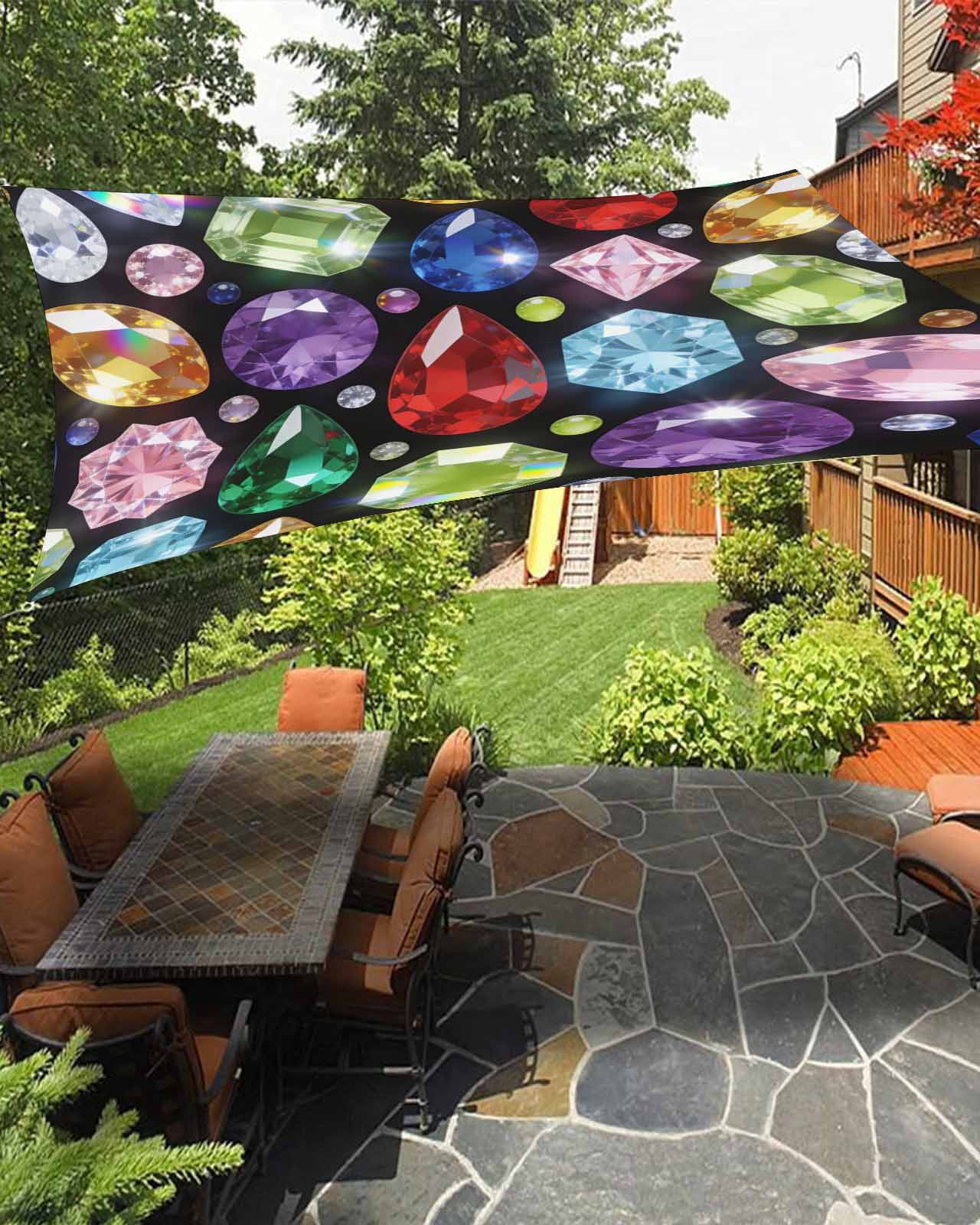 Colorful Diamonds Sun Shade Sail 14'X18' Sparkling Colored Gemstone Red ...
