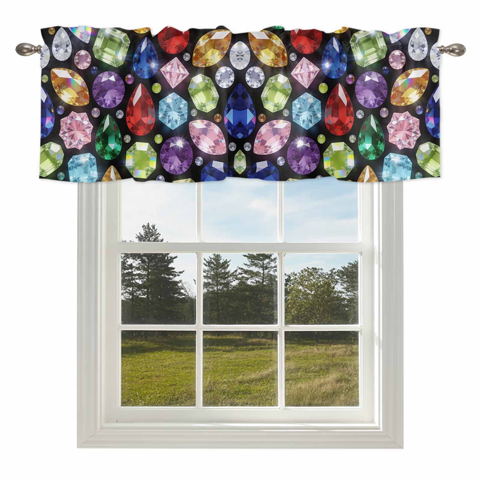 Colorful Diamonds Valances for Windows, 54x18in, Sparkling Colored ...