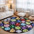 Colorful Diamonds Washable Round Area Rug 7 ft, Sparkling Colored ...