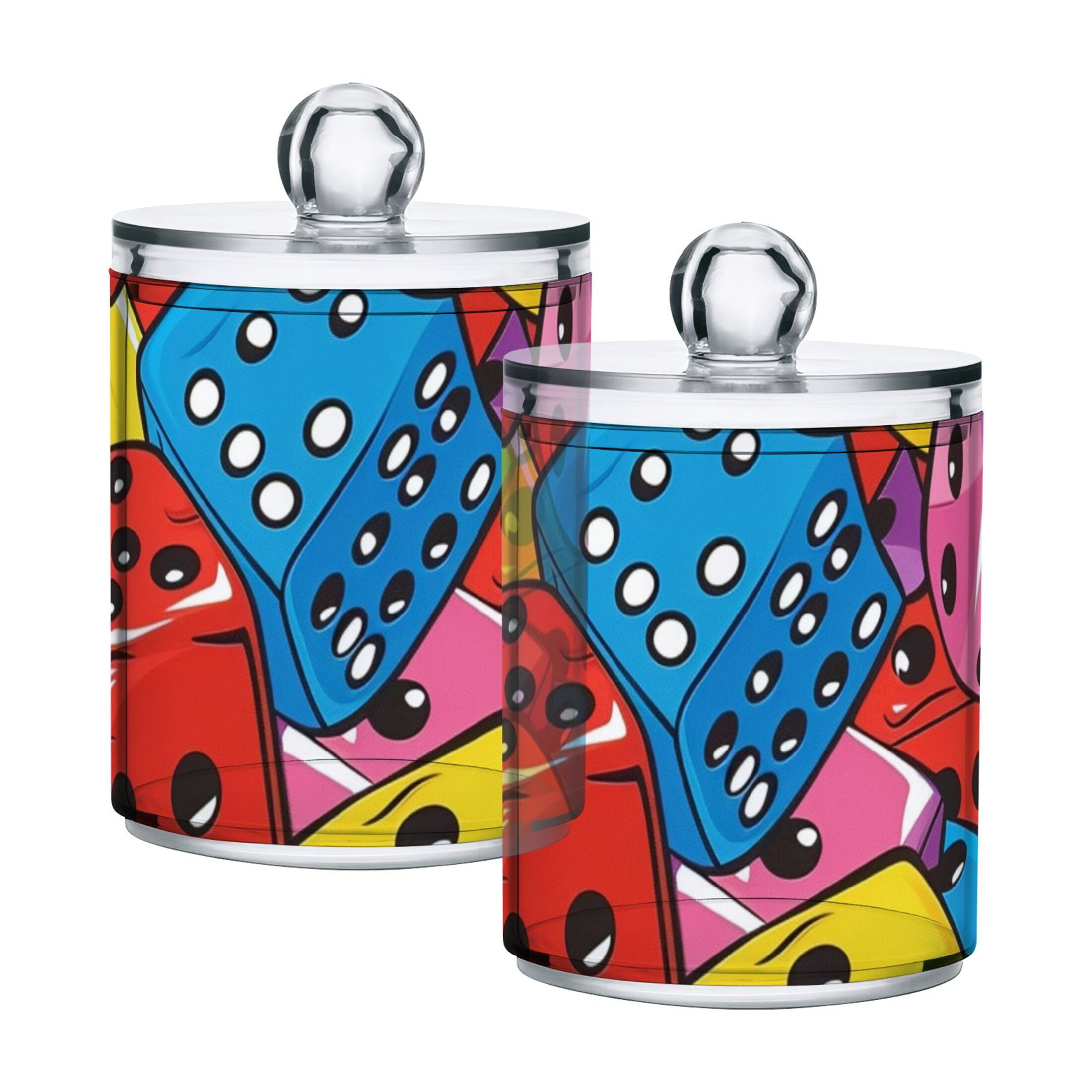 Colorful Dice Cartoon Translucent Plastic Cans Storage Canisters with ...