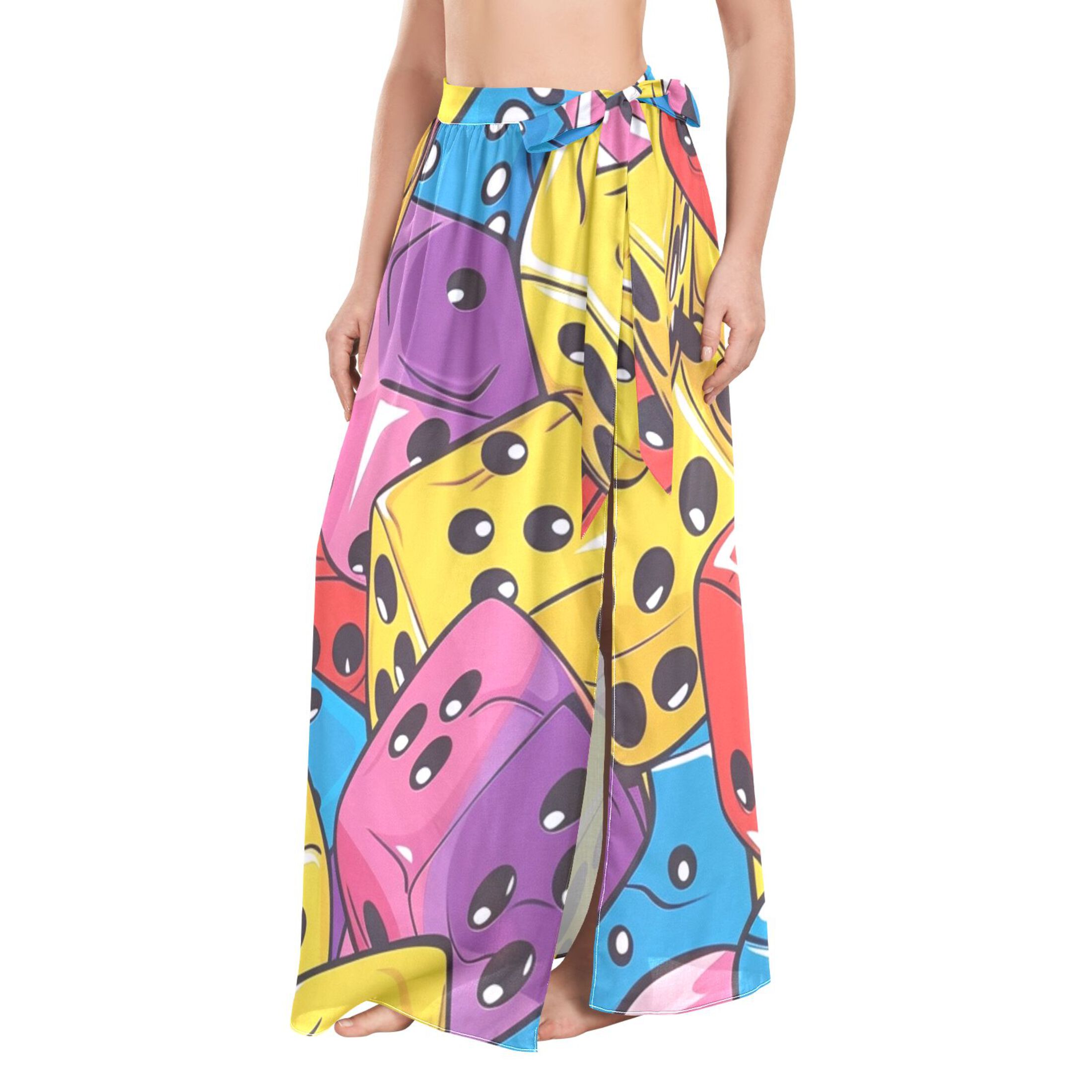 Colorful Dice Cartoon Women's Swimwear Cover Ups Strappy Beach Dress ...