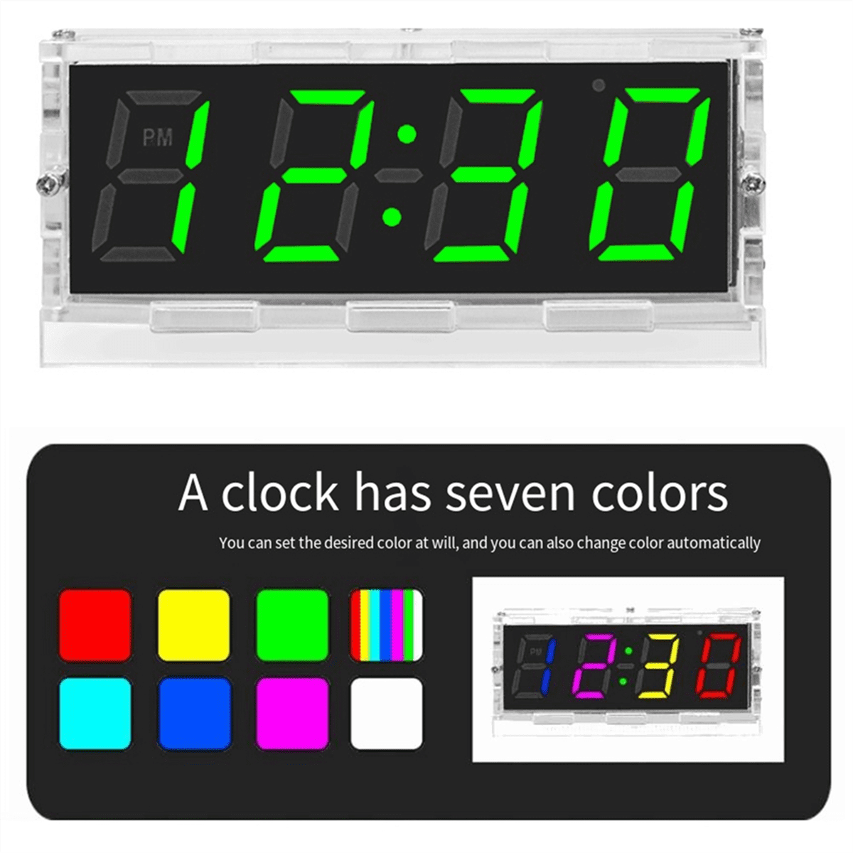 Colorful Digital Clock Kit Colorful RGB Digital Alarm Clock ...