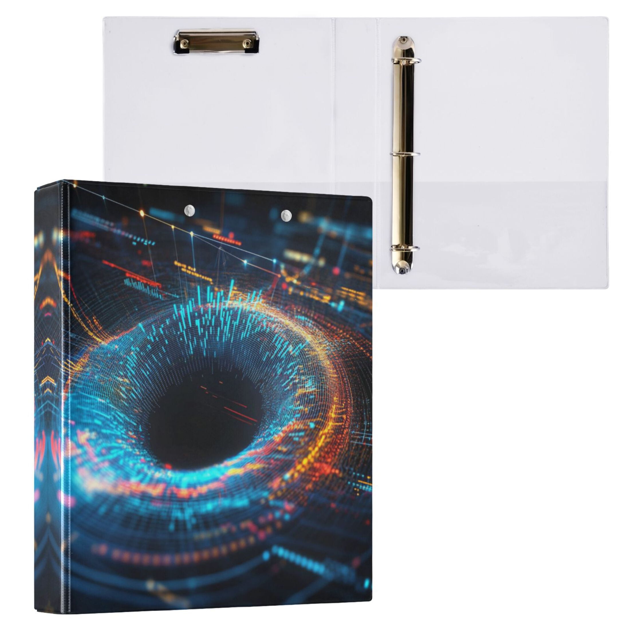 Colorful Digital Lines 3 Ring Hardcover Binders 1.5in Round Rings for ...