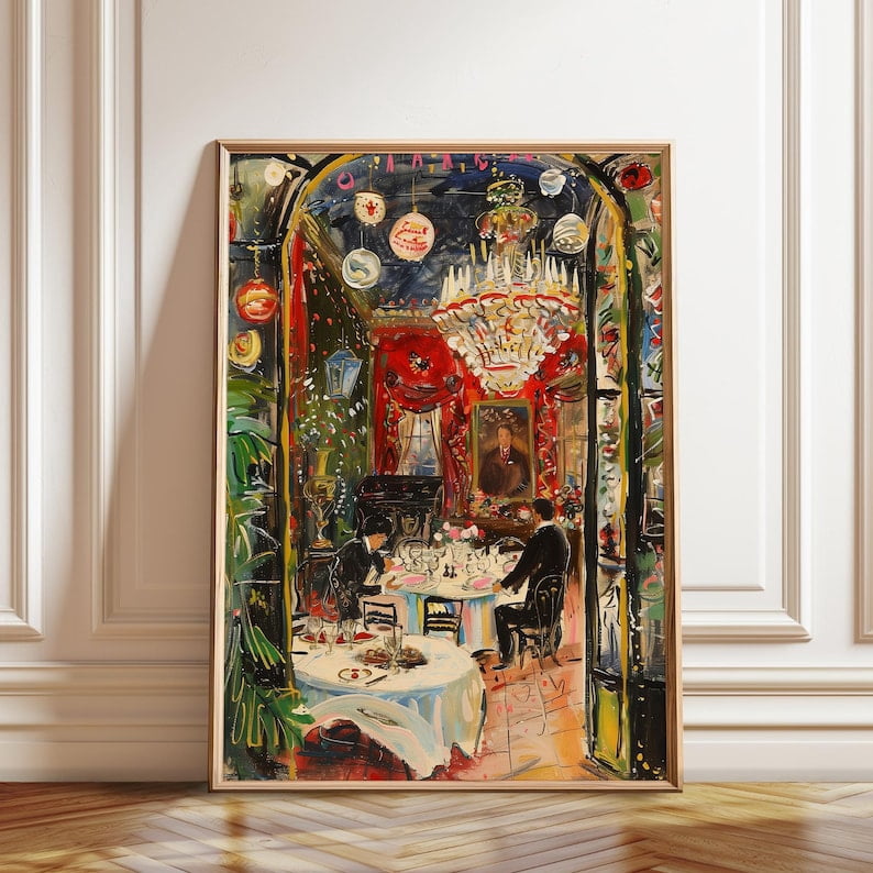 Colorful Diner Wall Art - Festive Banquet Dinner Party Art Poster ...