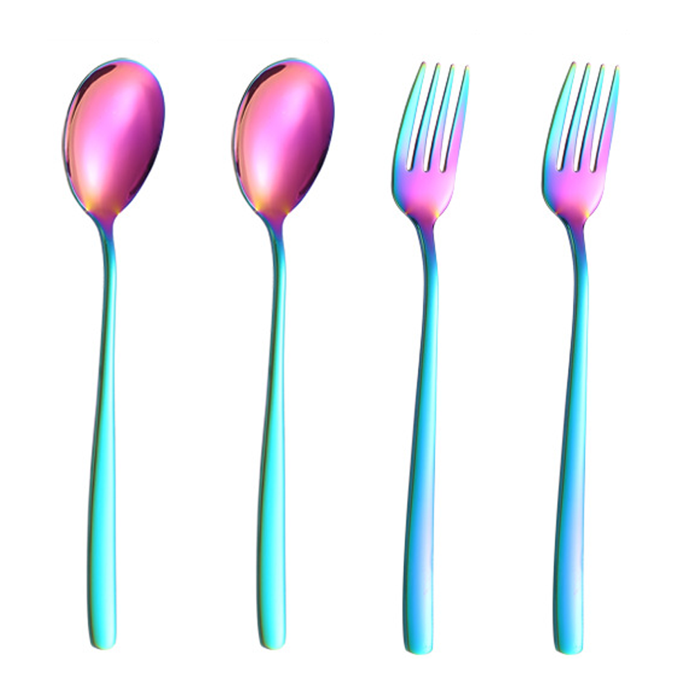 Colorful Dinner Forks Set of 4, Modern Muticolorful Flatware Forks ...
