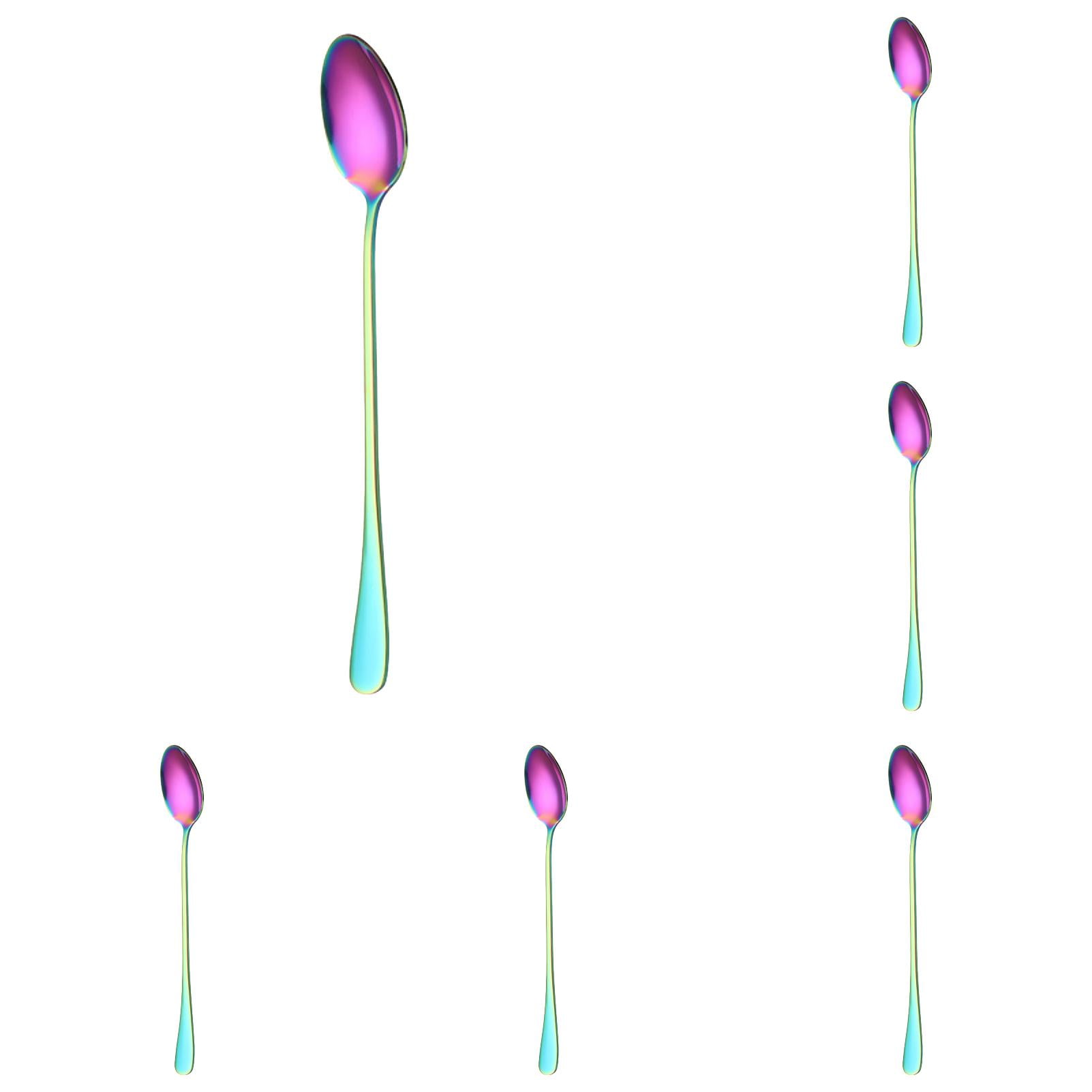 Colorful Dinner Spoon Stainless Steel Rainbow Dessert Spoons Easy To ...
