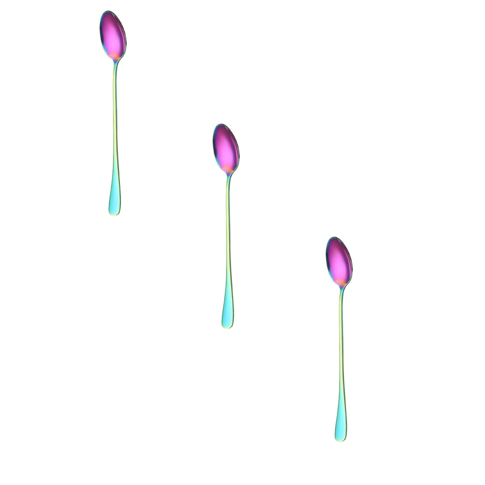 Colorful Dinner Spoon Stainless Steel Rainbow Dessert Spoons Easy To ...