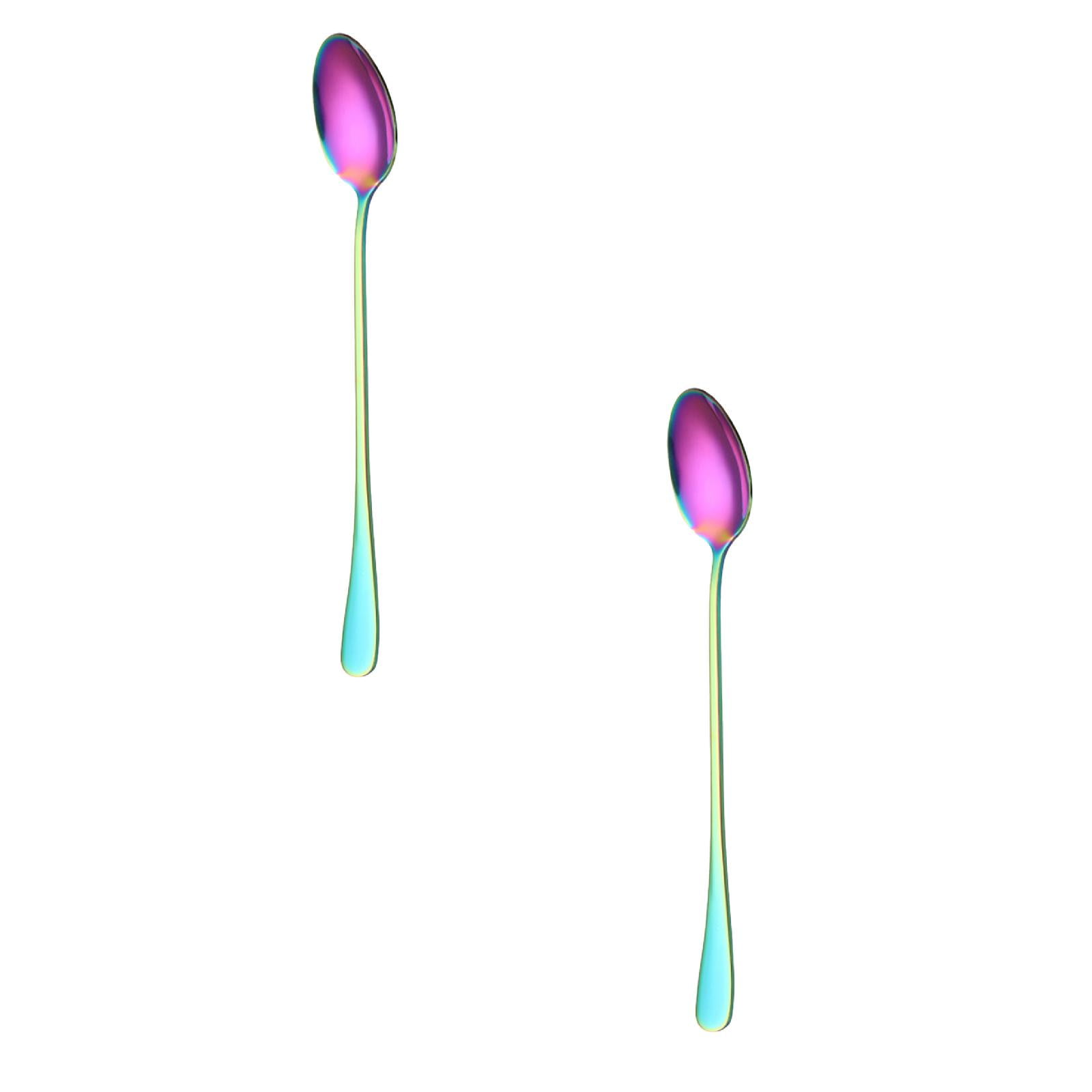 Colorful Dinner Spoon Stainless Steel Rainbow Dessert Spoons Easy To ...