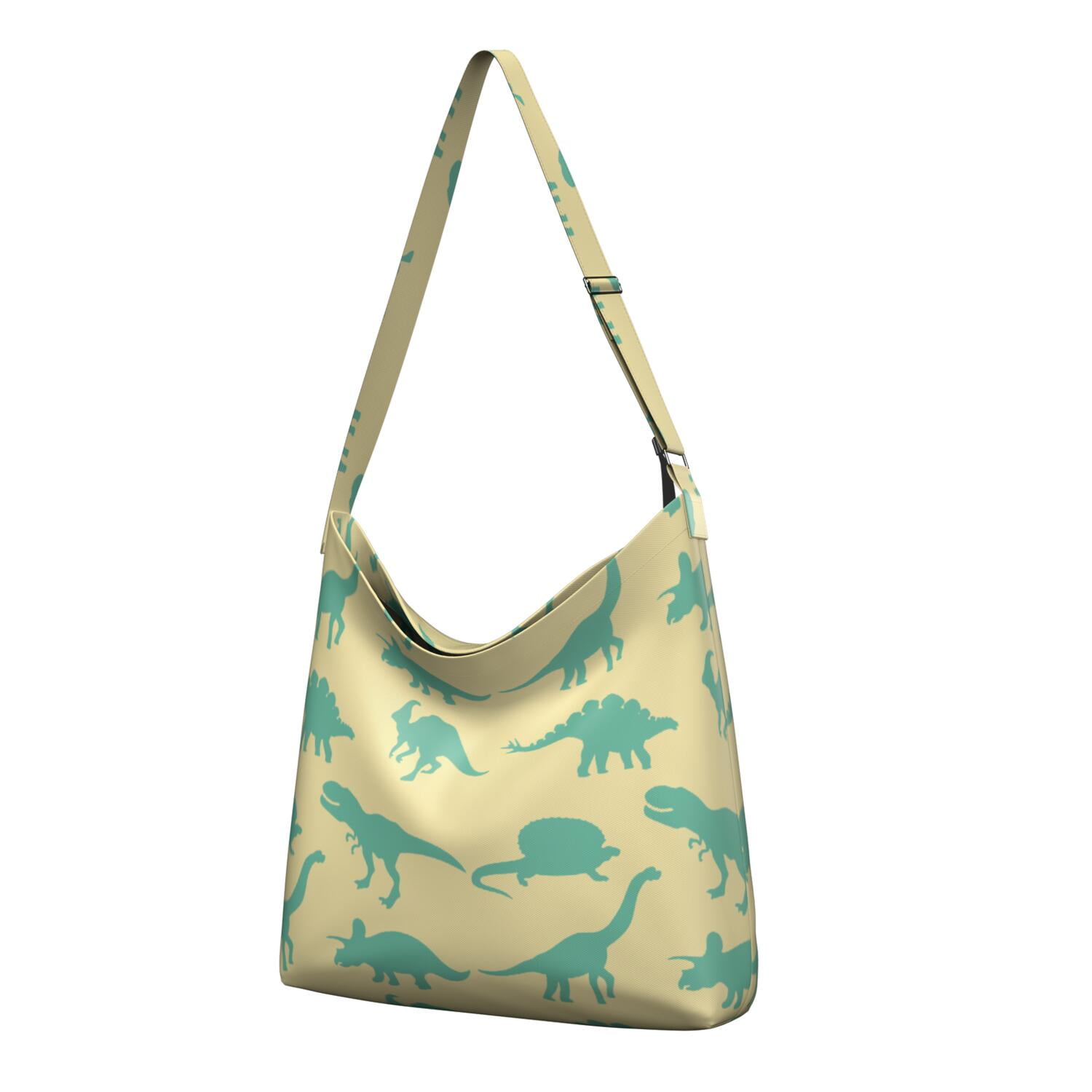 Colorful Dino Skeleton Canvas Shopping Bag – Funny Dinosaur Print Tote ...