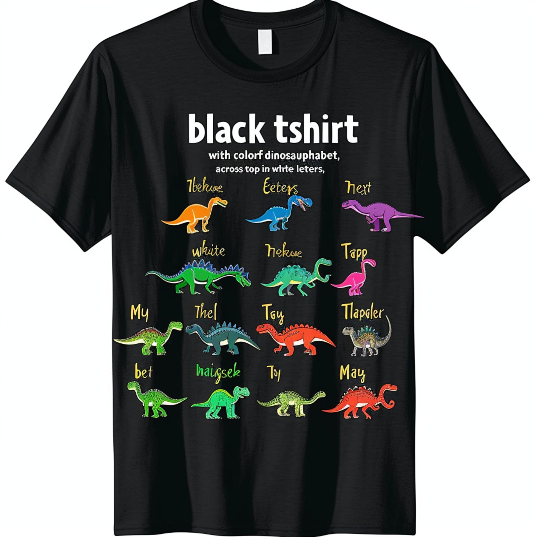 Colorful Dinosaur Alphabet Chart Black TShirt with 'MY Dinosaur' Text ...