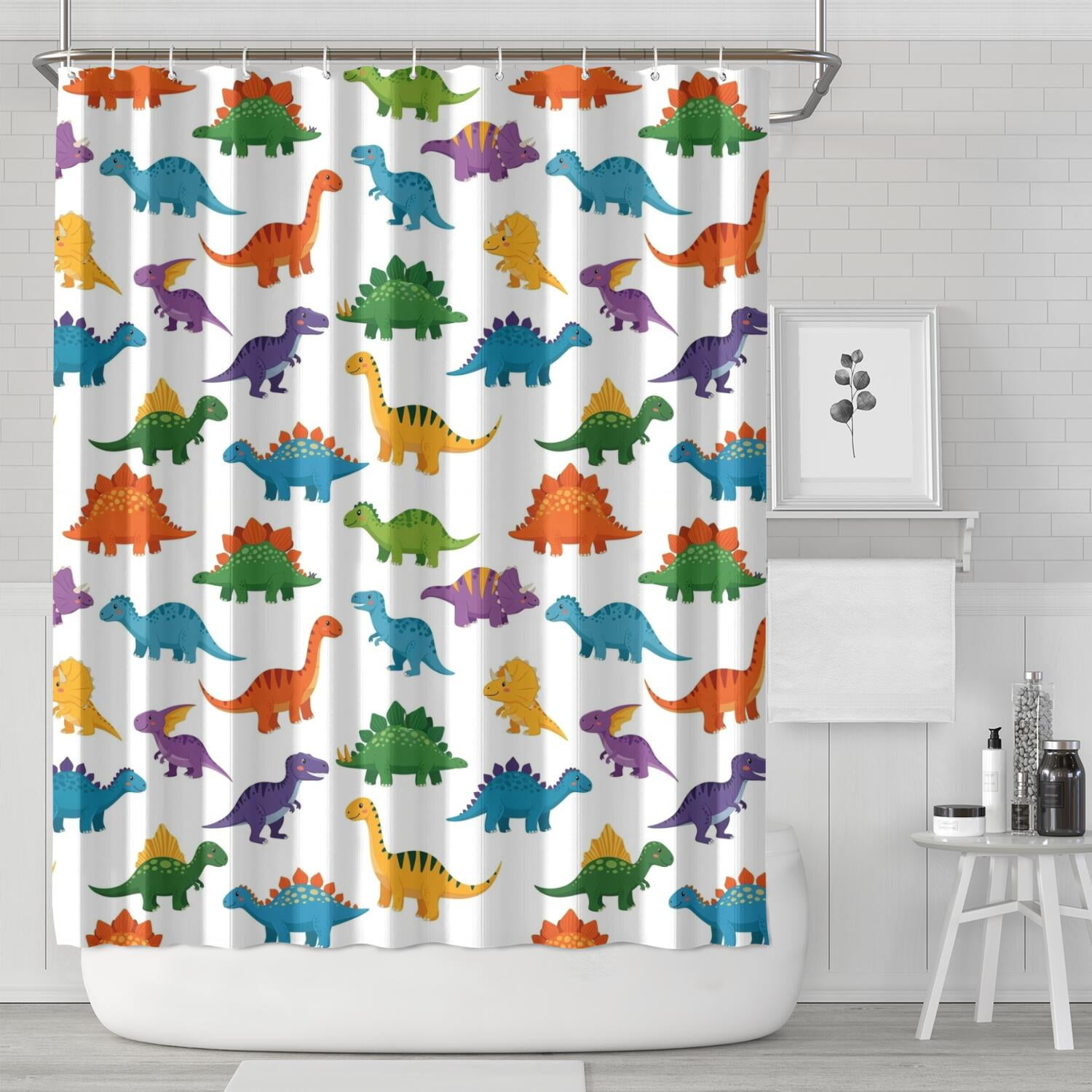 Colorful Dinosaur Assortment Pattern Shower Curtain 72"x84" ,Bathroom ...