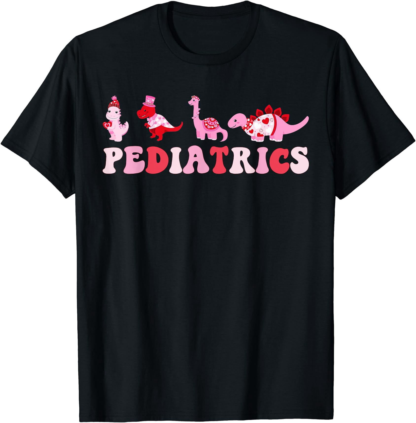 Colorful Dinosaur Design Pediatric Nurse PEDS T-Shirt for Valentine's ...