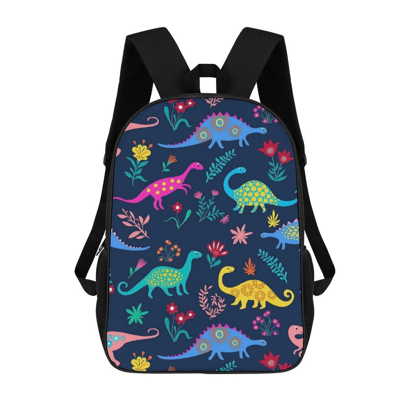 Colorful Dinosaur Floral Print Big Student Laptop Backpack For College ...
