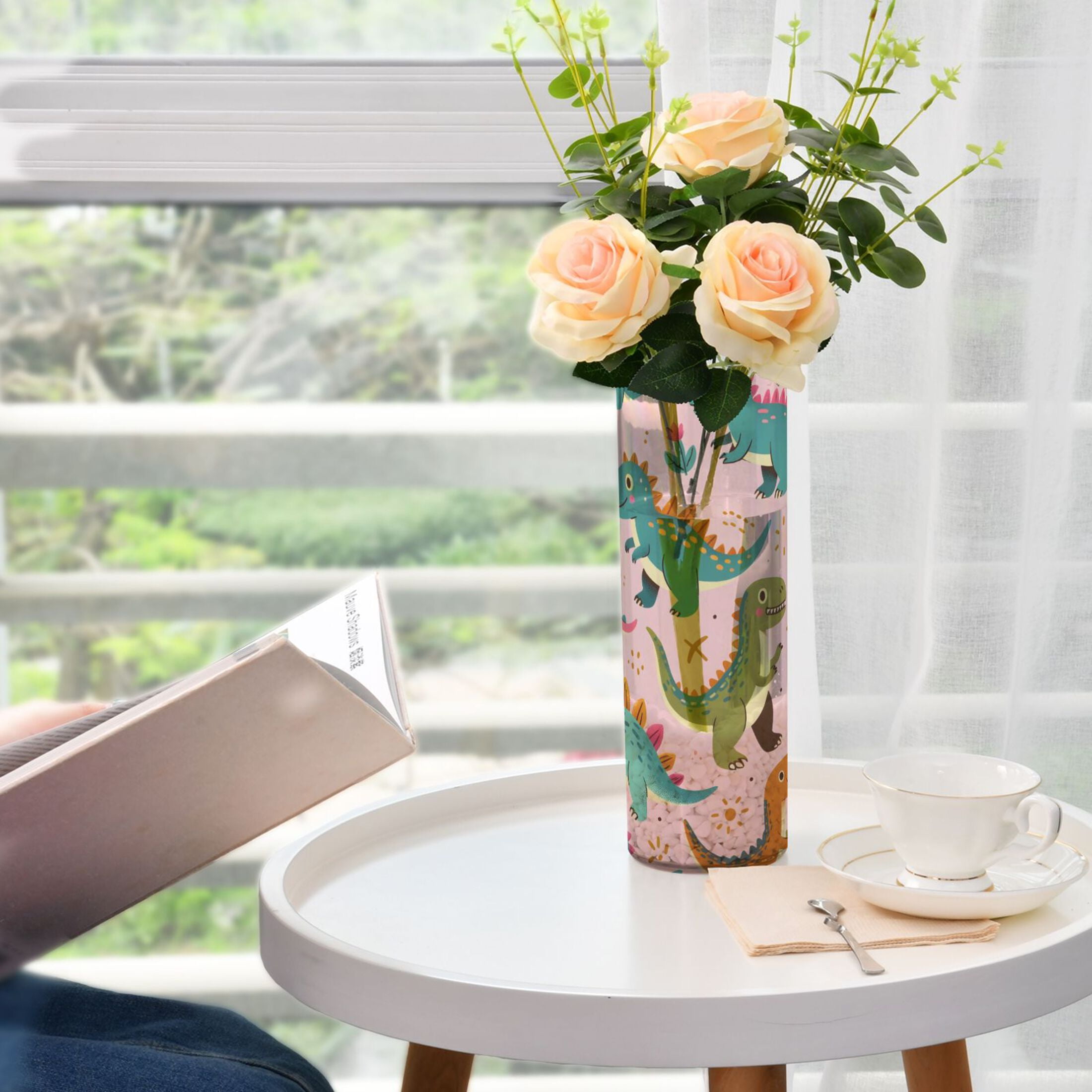 Colorful Dinosaur Flower Plant Flower Vase 11.8x3.9 inch Vases Clear ...