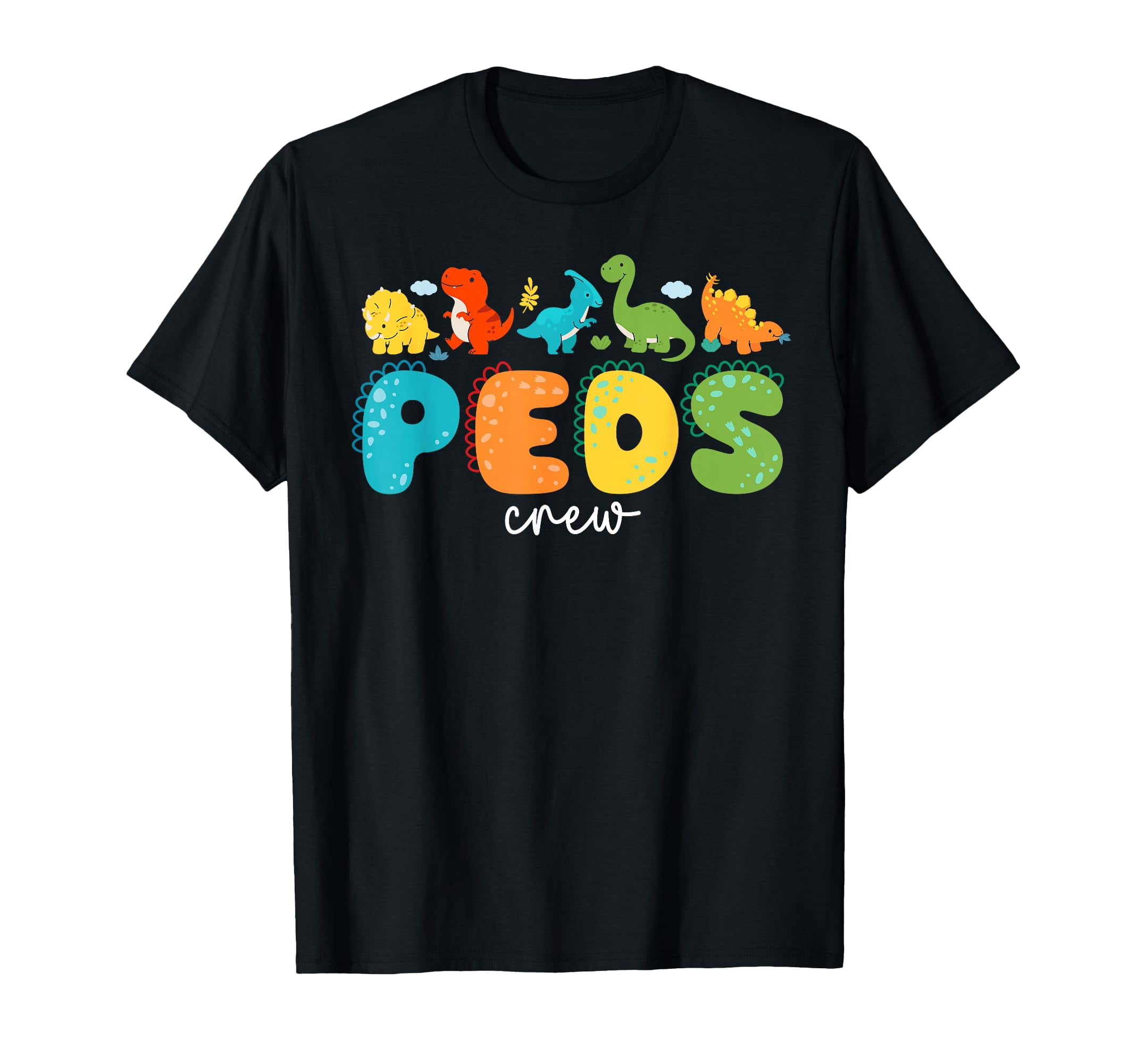 Colorful Dinosaur Illustration Peds Nurse Team T-Shirt for Pediatric ...