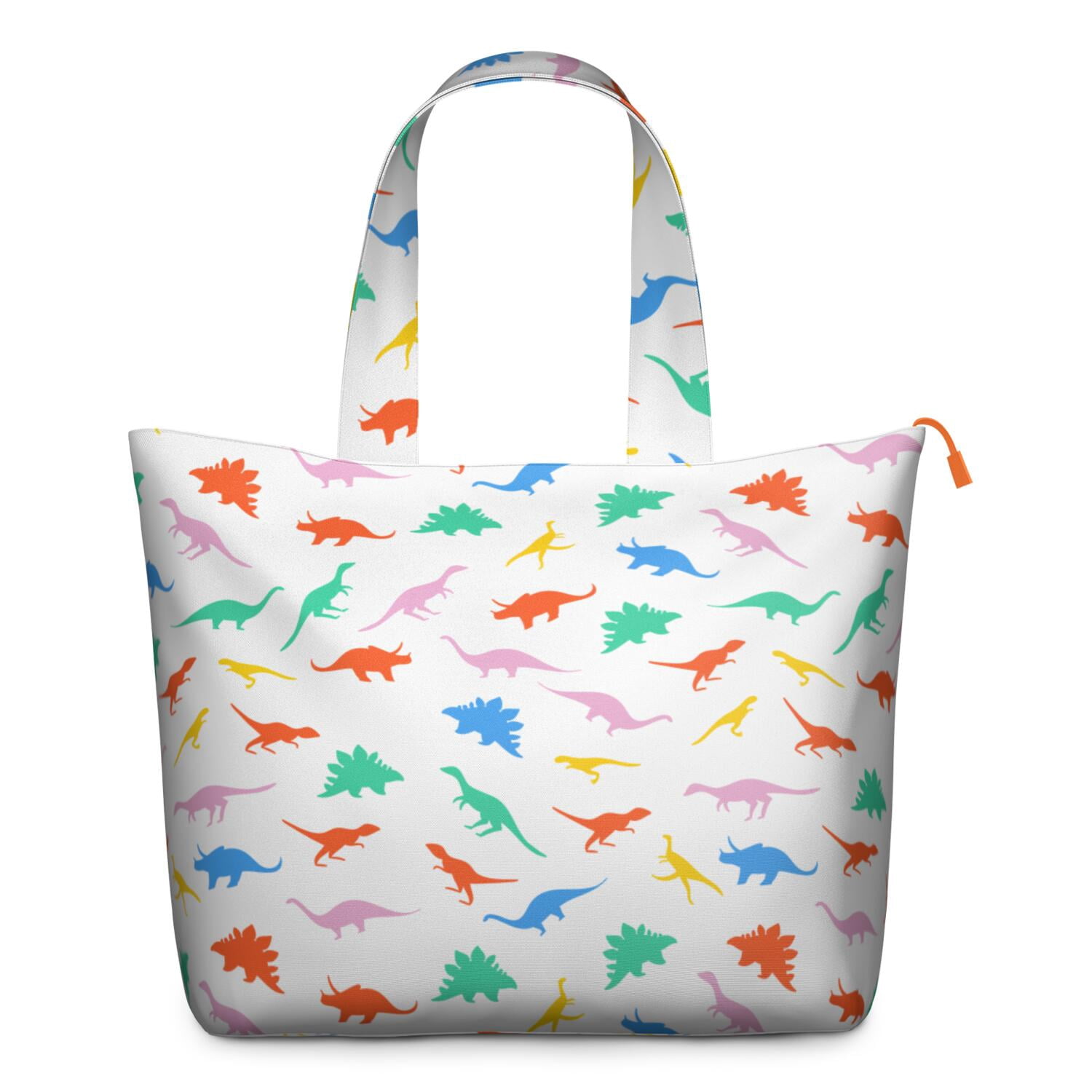 Colorful Dinosaur Lover Travel Tote, Roaring Dino Watercolor Print ...