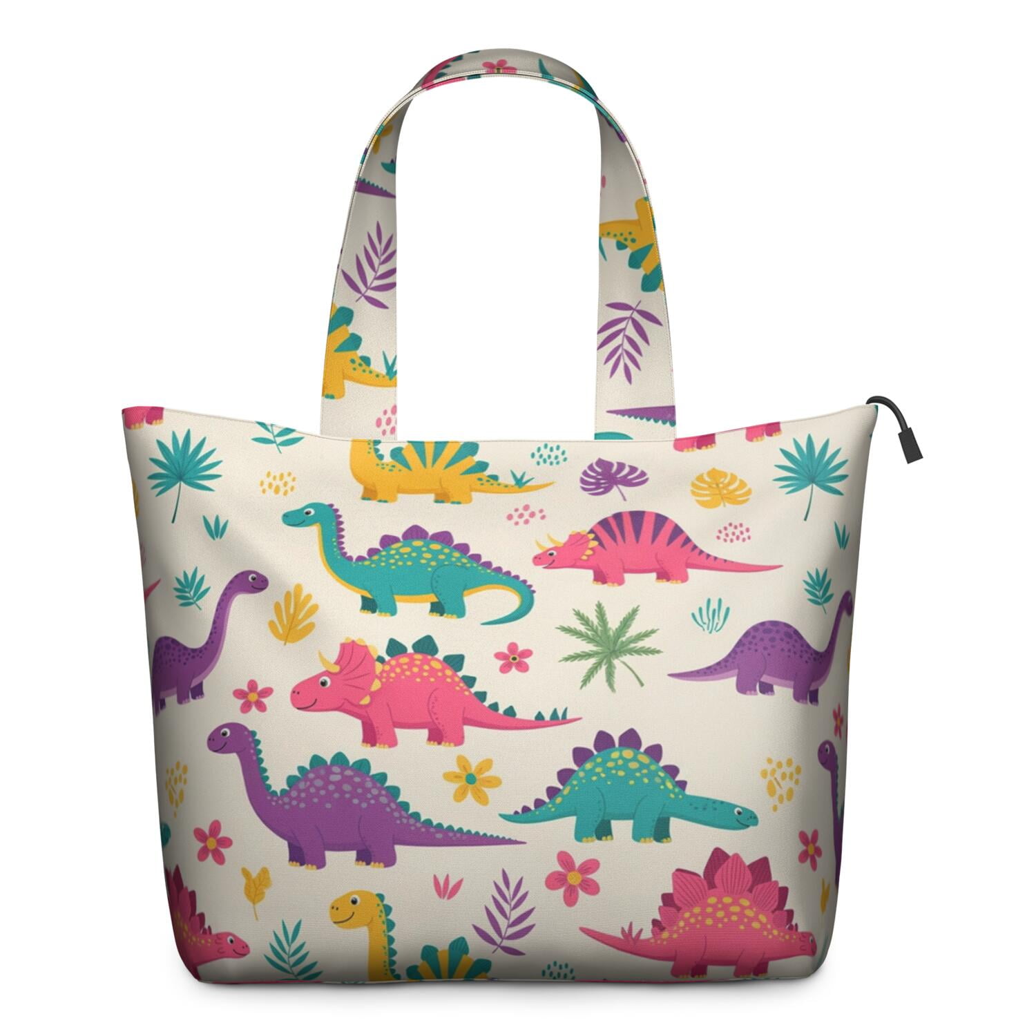 Colorful Dinosaur and Tropical Pattern Travel Tote Bags for Women Carry ...