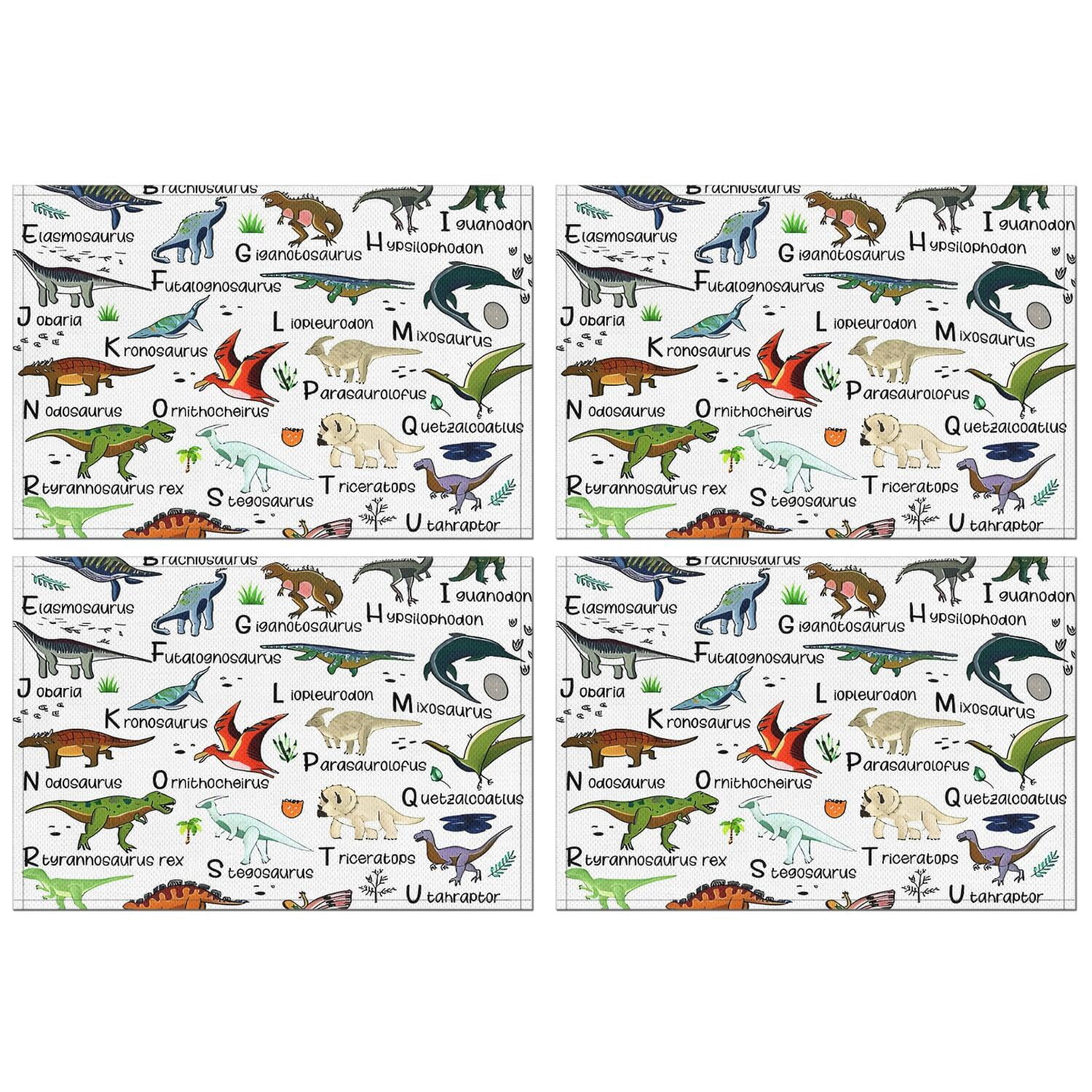 Colorful Dinosaurs Alphabet Pattern Summer Placemats Table Placemats ...