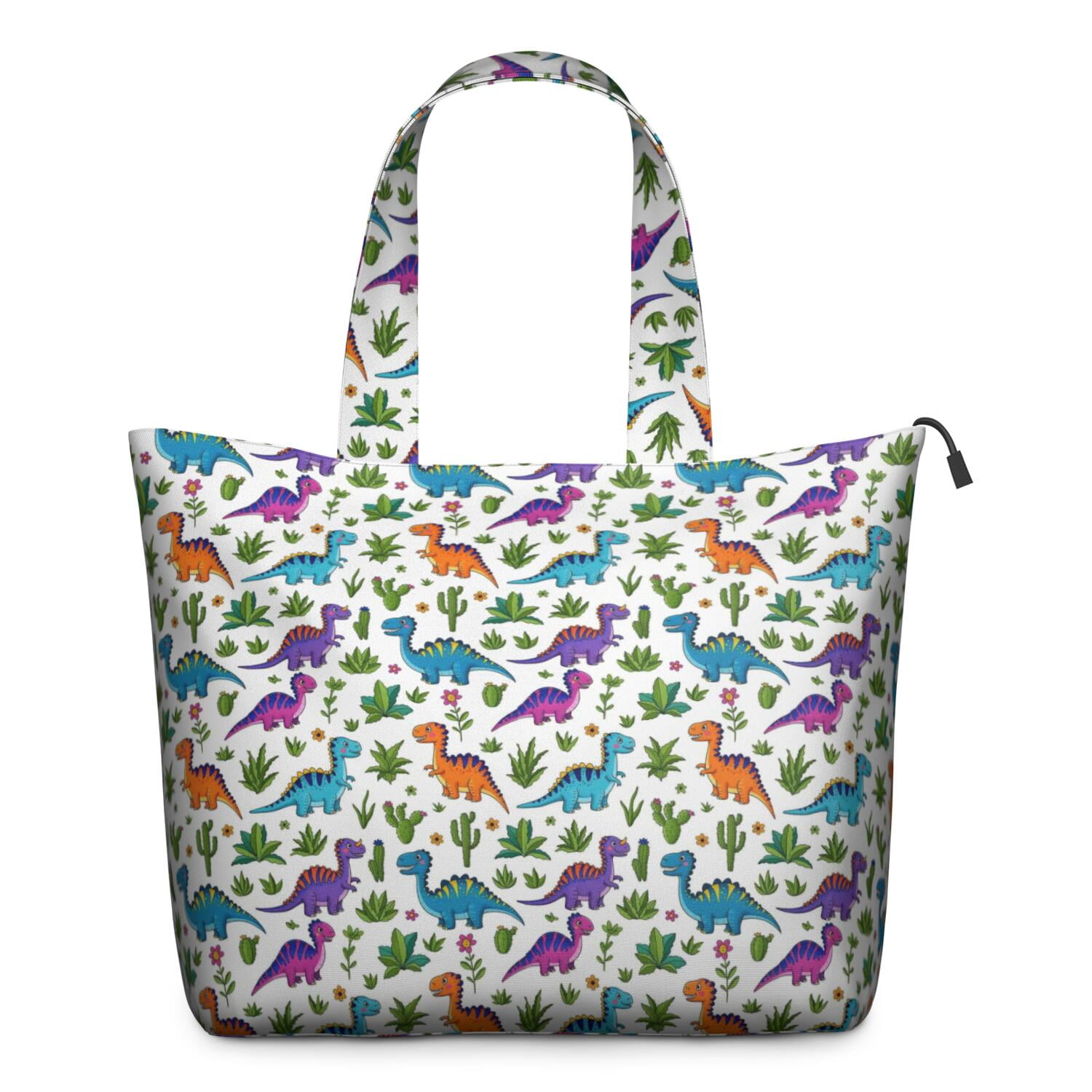 Colorful Dinosaurs Cactus Plants Pattern Travel Tote Bags for Women ...