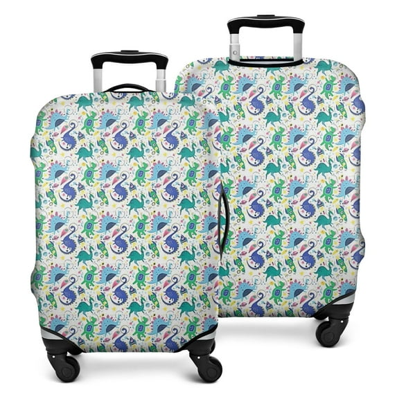 Colorful Dinosaurs Curly Patterns Luggage Cover Fashion Suitcase Cover ...