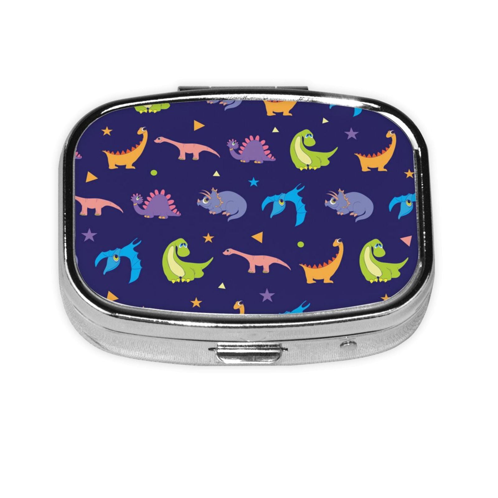 Colorful Dinosaurs Cute Dinosaur Dino Square Pill Box 2 Compartment ...