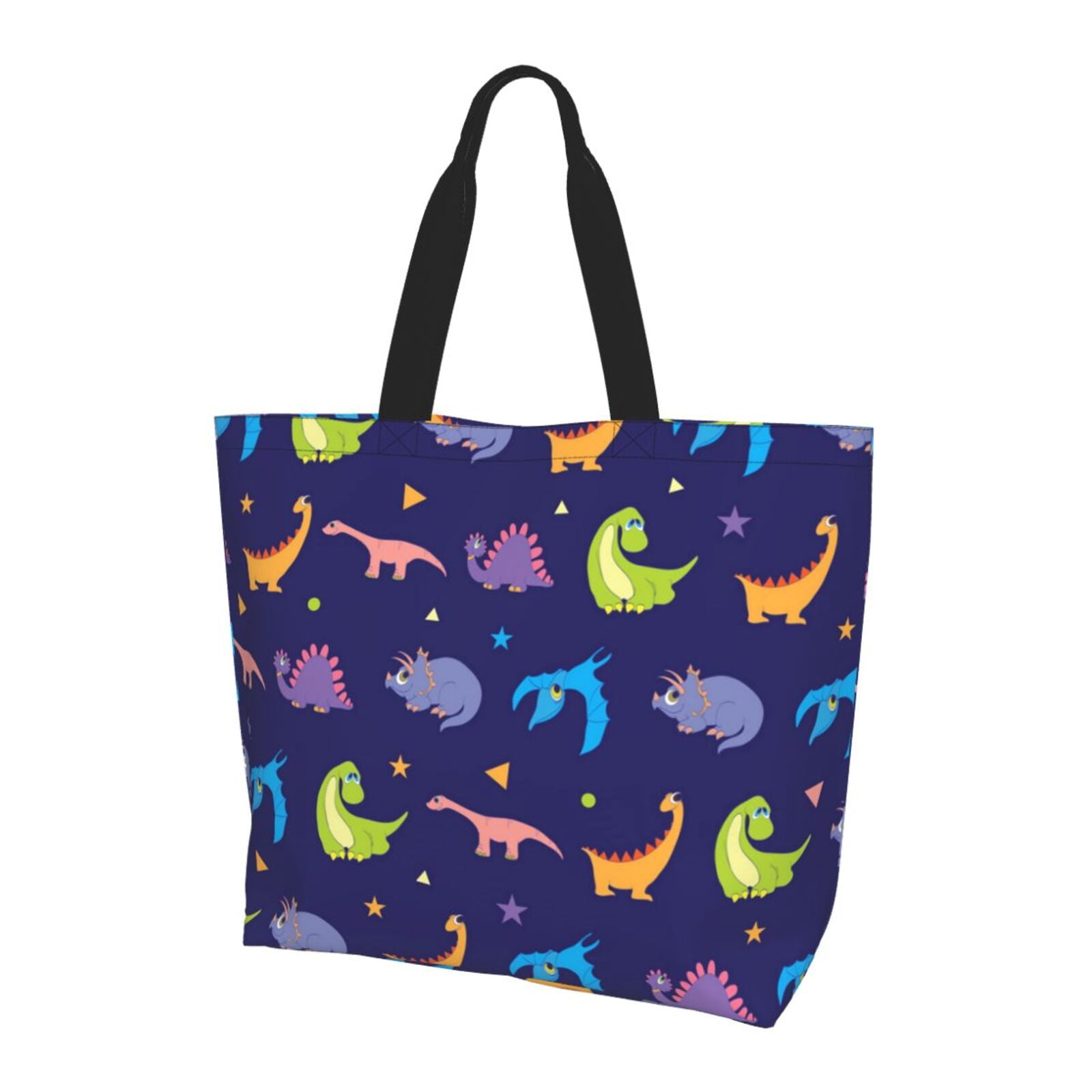 Colorful Dinosaurs Cute Dinosaur Dino Women Reusable Bag Large Shoulder ...