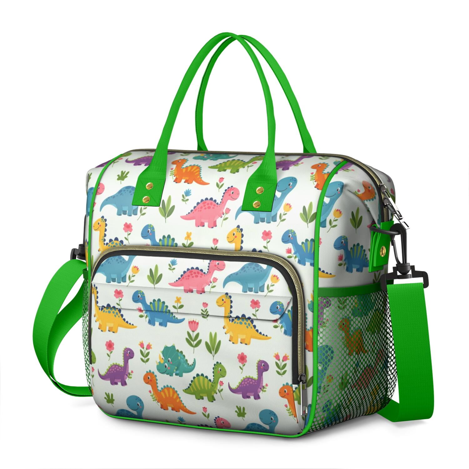 Colorful Dinosaurs Holding Flowers Womens Lunch Box for Work,Insulated ...