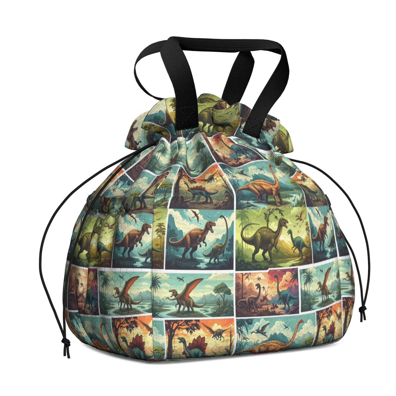 Colorful Dinosaurs Landscape Pattern Drawstring Lunch Bag Women ...