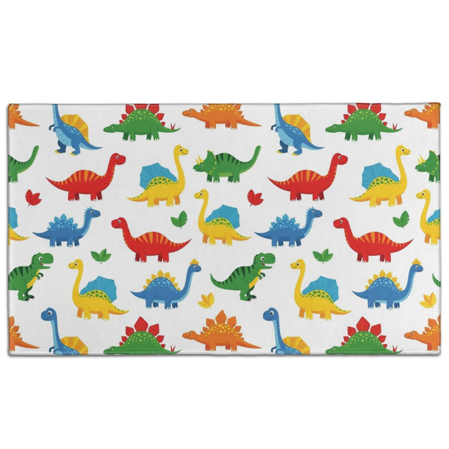 Colorful Dinosaurs Leaves Pattern Door Rugs,Washable Non Slip Door Mats ...